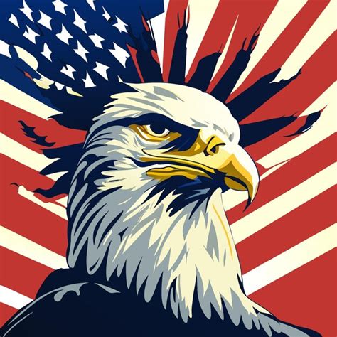 Premium Vector Bald Eagle In Usa Flag Palette