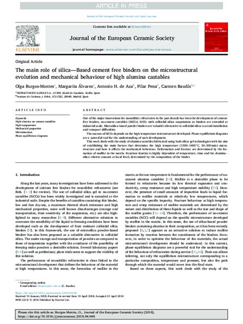 Pdf The Main Role Of Silica—based Cement Free Binders On The Microstructural Evolution And