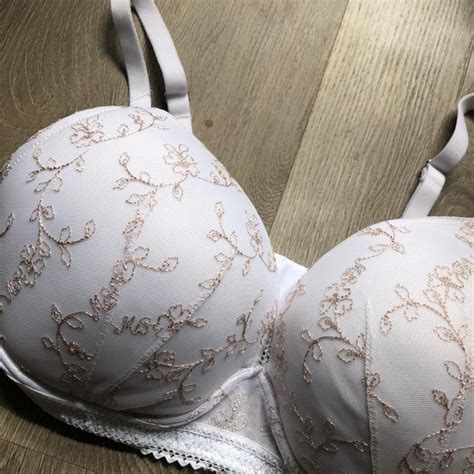 Really Cute Bra With Golden Laced Pattern And White Depop