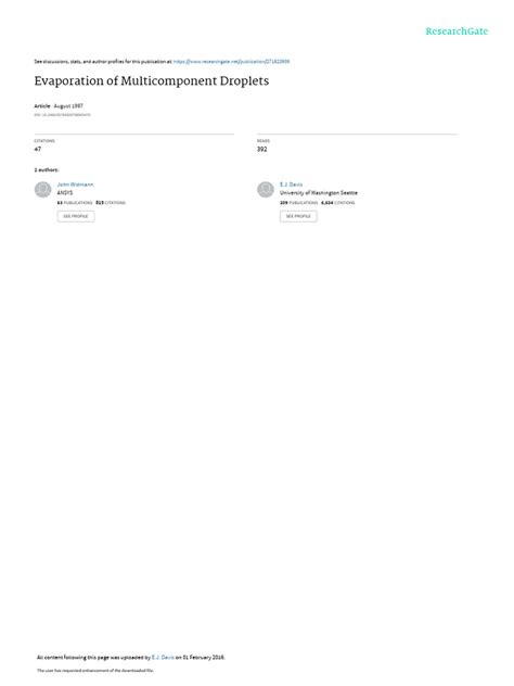 Multicomponent Droplet Evaporation Pdf Evaporation Gases