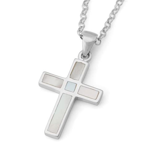 925 Sterling Silver Geometric Latin Cross Necklace Choice Of Gemstone