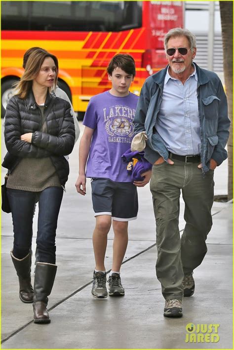 Harrison Ford And Calista Flockhart Lakers Game With Son Liam Photo