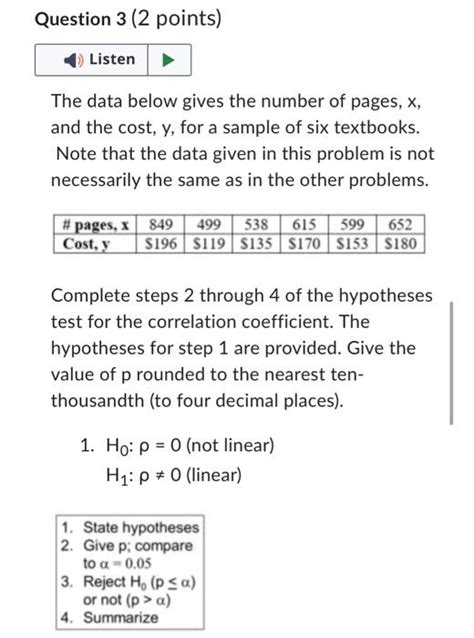 Solved The Data Below Gives The Number Of Pages X And The