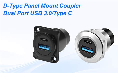 Xmsjsiy Usb 3 0 Type C Panel Threaded Fixed Mount Coupler Adapter Usb A Type C 20v