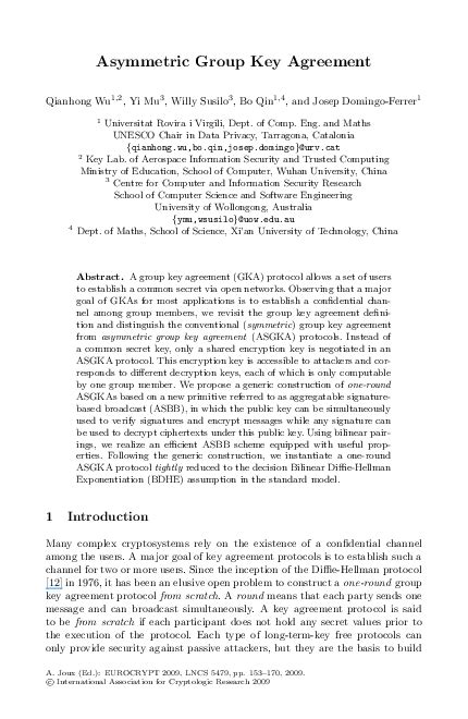 Pdf Asymmetric Group Key Agreement