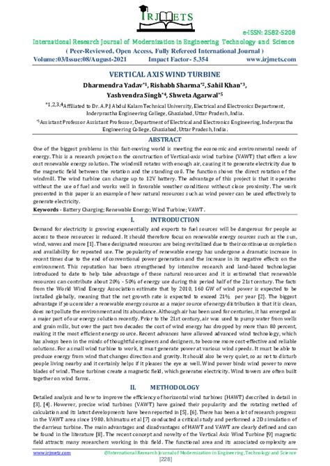 Pdf Vertical Axis Wind Turbine