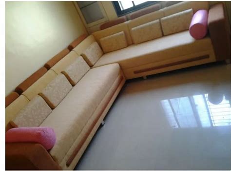 6 Seater Wooden Orange Color L Shape Sofa Without Lounger At Best Price In Pune