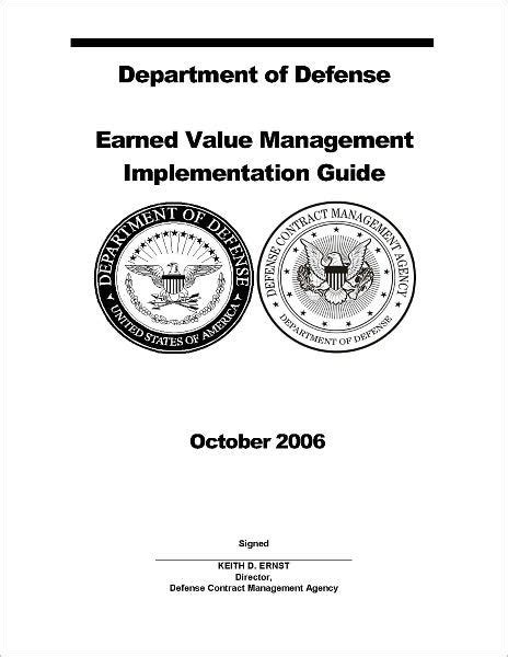 Department Of Defense Earned Value Management Evm Implementation Guide