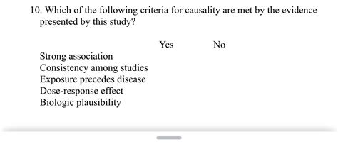 Solved Which Of The Following Criteria For Causality Are Met