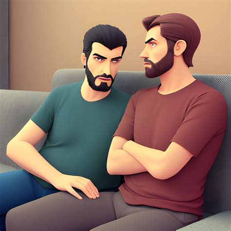 Two Men Sitting On The Couch One Looking Worried And The Other Listening To Him Cartoon D