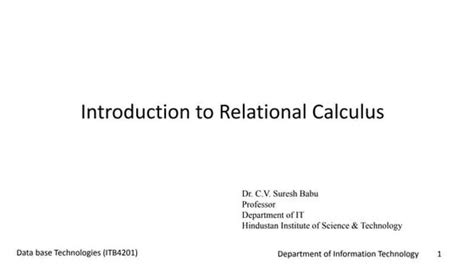 Dbms 14 Relational Calculus Pdf