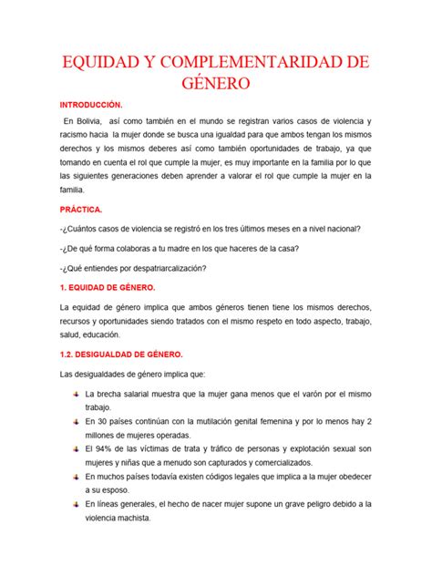 Equidad Y Complementaridad De Género Descargar Gratis Pdf Estudios