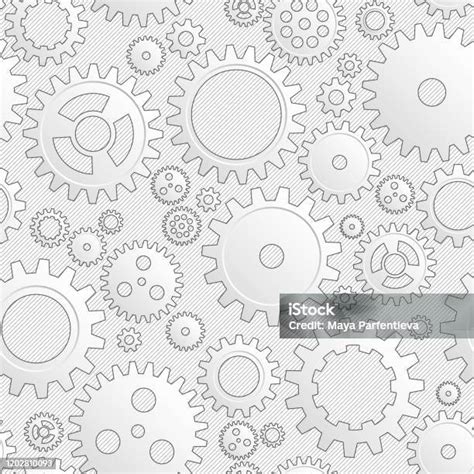 벡터 그리기 기계식 톱니바퀴 원활한 패턴 줄 지어 회색 기어와 코그 사이트 배경 강철에 대한 스톡 벡터 아트 및 기타 이미지 강철 개체 그룹 공학 Istock