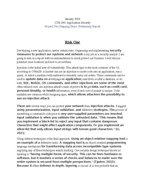 Cyb 240 Project Two Hakim Gibson January 2024 Cyb 240 Application Security Project Two