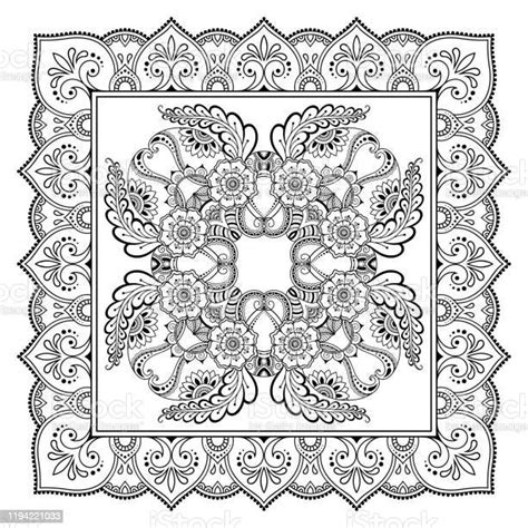 헤나 멘디 문신 장식에 대한 꽃 만다라의 형태로 원형 패턴 민족 동양 스타일의 장식 장식 개요 낙서 손 그리기 벡터 그림입니다 0명에 대한 스톡 벡터 아트 및 기타 이미지