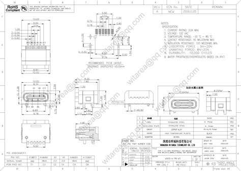 Professional Waterproof Usb C Pin Connector IPX Waterproof Type C SMT Receptacle Top