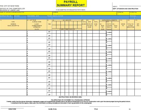 Payroll Summary Report Templates Free Report Templates