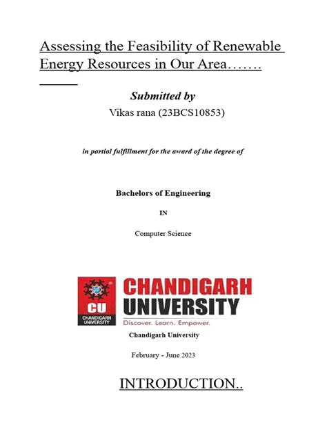 Assessing The Feasibility Of Renewable Energy Resources In Our Area Download Free Pdf