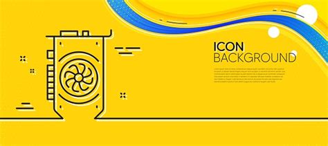 Gpu 그래픽 카드 라인 아이콘입니다 컴퓨터 구성 요소 하드웨어 기호입니다 최소 라인 노란색 배너 벡터 0명에 대한 스톡 벡터 아트 및 기타 이미지 Istock