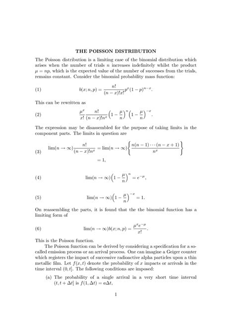 Poisson Distribution Lecture Notes Probability And Statistics Docsity