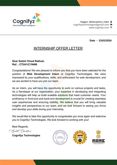 satish rathod on linkedin internship cognifyz opportunity