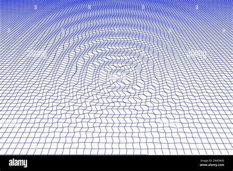 Abstract Of Blue Lined Grid With Waves Resembling Gravitational Waves