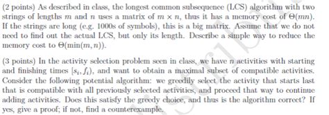 Solved Points As Described In Class The Longest Common Chegg