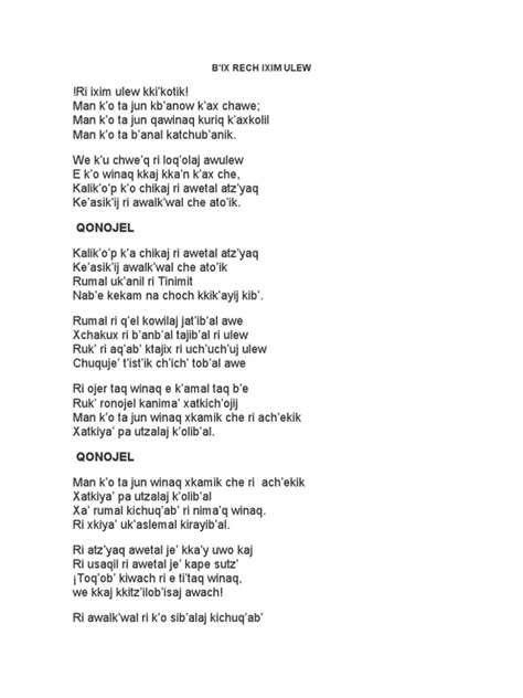 Himno Nacional Kiche Pdf