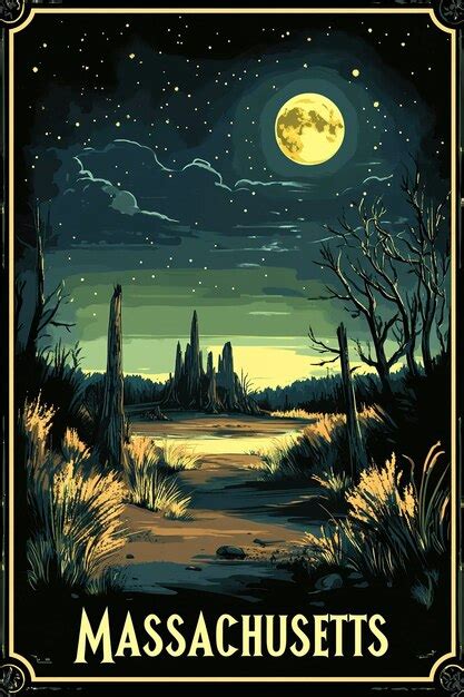Massachusetts State Vintage Poster Premium Ai Generated Image