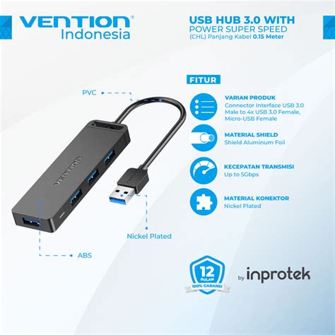Jual Vention Hub Usb A Port High Speed W Usb Power Input Chl Chm Cht Cko Shopee