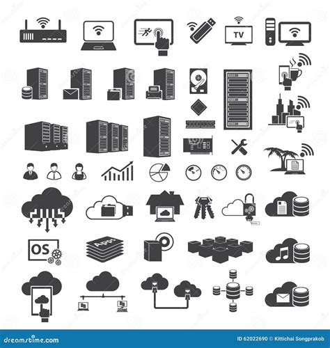 Big Data Icons Set Stock Vector Illustration Of Database 62022690