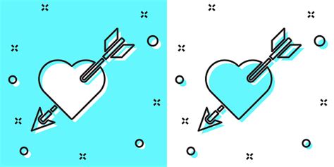 녹색과 흰색 배경에 격리 된 하트와 화살표 아이콘검은 라인 Amour 기호 사랑 기호 발렌타인 기호 임의동적 모양 벡터 가능성에 대한 스톡 벡터 아트 및 기타 이미지