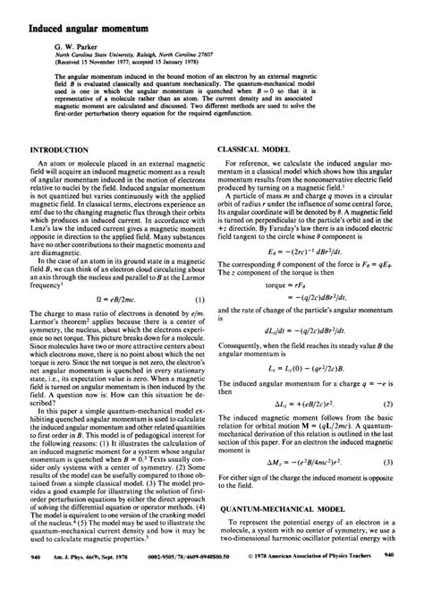 Pdf Induced Angular Momentum