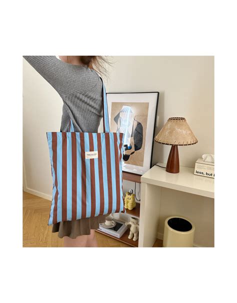 디자인 스트라이프 줄무늬 휴대용 가방 에코백