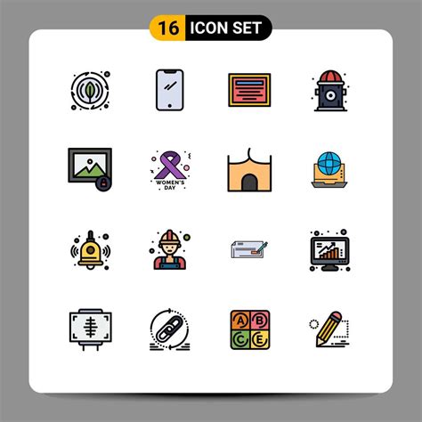 16 Universal Flat Color Filled Lines Set For Web And Mobile Applications Photo Image Iphone