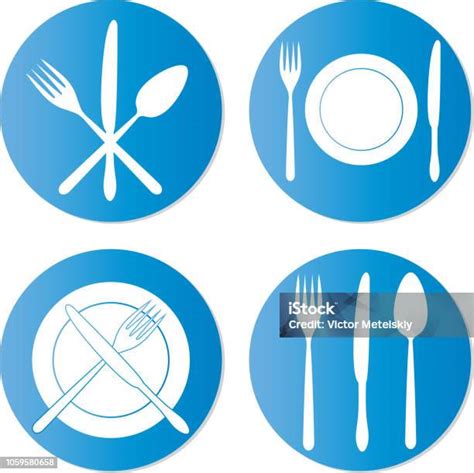 칼 아이콘 세트입니다 나이프 포크 숟가락과 접시 흰색 배경에 고립 벡터 일러스트입니다 가축에 대한 스톡 벡터 아트 및 기타 이미지 Istock