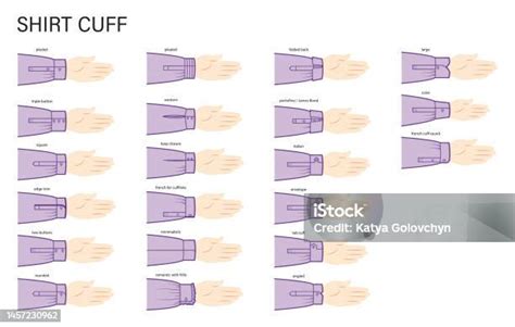 셔츠 소매의 커프 세트 옷 유형 서양식 프랑스식 미니멀 플래킷 버튼 스퀘어 테크니컬 패션 일러스트 플랫 의류 클로즈업 템플릿 뒷면 여성 남성 남녀 공용 Cad 모형 0명에