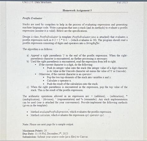 Solved Solve This In Javapostfix Evaluatorstacks Are Used