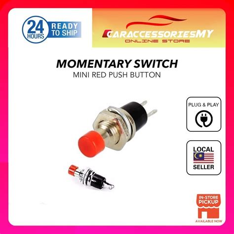 Mini Momentary On Off Push Button Reset Switch A V Red Knob Pin