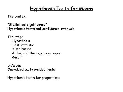 Hypothesis Tests For Means The Context Statistical Significance