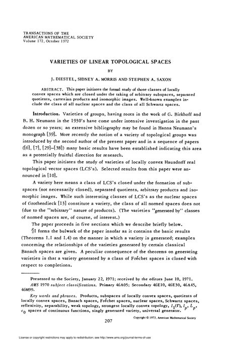 Pdf Varieties Of Linear Topological Spaces
