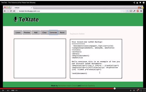 Textate The Voice To Latex Parser From Bitcamp