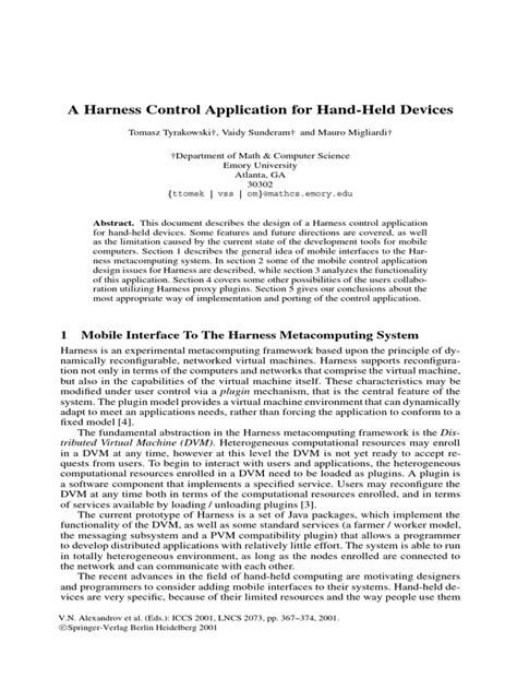 A Harness Control Application For Hand H Pdf Kernel Operating System Internet Protocol Suite