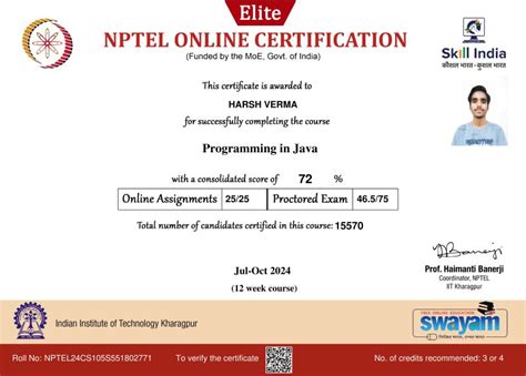 Harsh Verma On Linkedin Javaprogramming Nptel Continuouslearning Achievement Programming