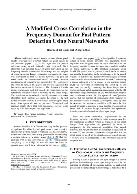 Pdf A Modified Cross Correlation In The Frequency Domain For Fast Pattern Detection Using