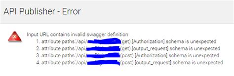 WSO2 API Publish Error For Flasgger Swagger File Schema Properties Is