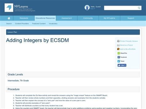Adding Integers Lesson Plan For 6th 7th Grade Lesson Planet