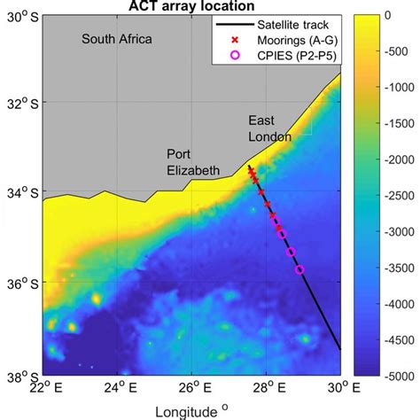 geographical location of the act array with the mooring red crosses download scientific