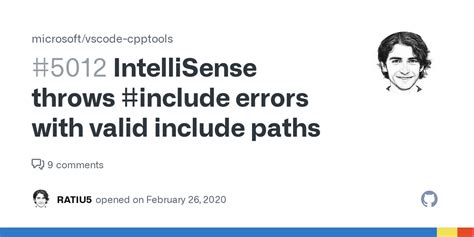 Intellisense Throws Include Errors With Valid Include Paths · Issue 5012 · Microsoftvscode