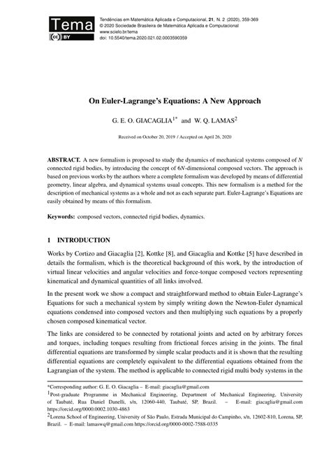 Pdf On Euler Lagranges Equations A New Approach